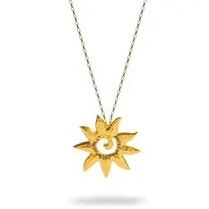 EBRU JEWELRY The Sun Also Rises Engraved Pendant Necklace - Gold