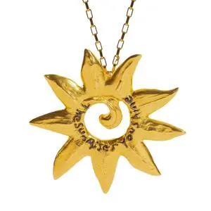 EBRU JEWELRY The Sun Also Rises" Engraved Pendant Necklace - Gold