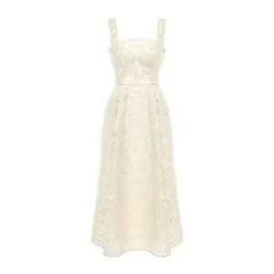 POST MERIDIEM Pleated Corset Midi Dress - Gold