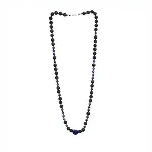AMONTA Black / Blue / Silver Lapis Heart And Lava Necklace - Black/blue/silver