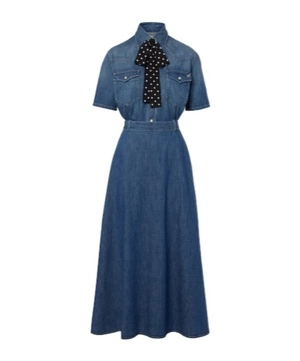 Valentino Garavani Belted Denim Polo Dress - Blue