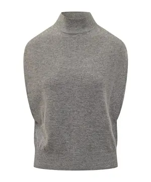 SEMICOUTURE Verity Mock-neck Knitted Top - Gray
