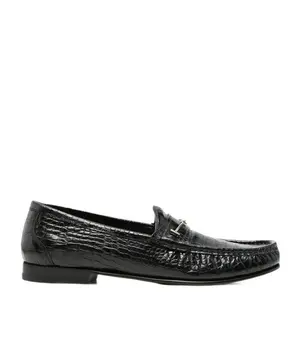 TOM FORD Round Toe Loafers With Metal Buckle