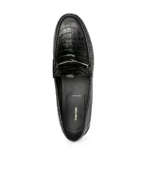 TOM FORD Round Toe Loafers With Metal Buckle