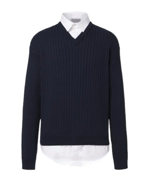 Balenciaga Layered Ribbed-knit Cotton Sweater