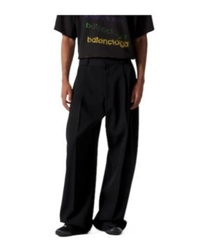 Balenciaga High-waisted Loose Wool Trousers With Pleats