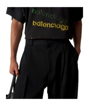 Balenciaga High-waisted Loose Wool Trousers With Pleats