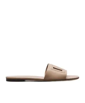 Dolce & Gabbana Dg Logo Leather Slides - Pink
