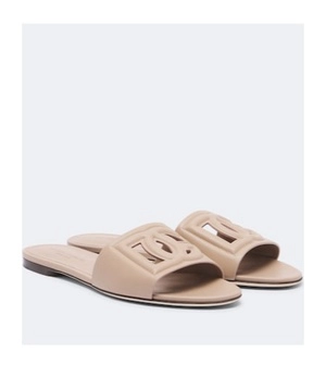 Dolce & Gabbana Dg Logo Leather Slides