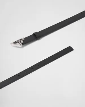 Prada Saffiano Leather Belt With Triangular Logo Buckle