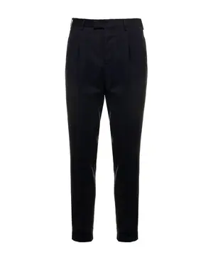 PT TORINO Pleat-detailed Tapered-leg Trousers - Black