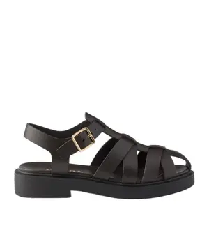 Prada Leather Fisherman's Sandals - Brown