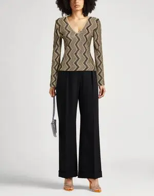 Missoni Viscose & Metallic Fiber Geometric-print V-neck Long Sleeve Sweater - Gold
