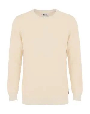 BERNA Crew Neck Long Sleeve Cotton Sweater - White