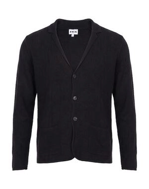 BERNA Man Cardigan Midnight Blue Size S Cotton Black