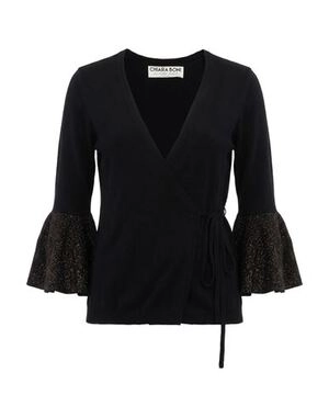 Chiara Boni La Petite Robe Wrap Cardigans Size Wool, Viscose, Cashmere, Polyamide, Metallic Fiber - Black