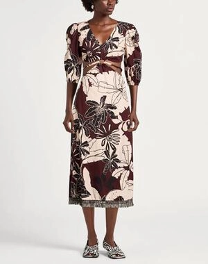 TWINSET U & B Midi Dress Cream Size Cotton, Polyester