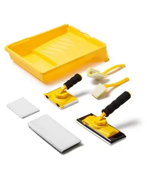 XDOVET Paint Edger Tool Kit Pad Set Corner Wall Ceiling Trimmer Handle Refill Pads - Yellow