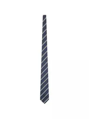 Kiton Diagonal Stripe Silk Tie - Blue