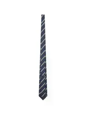 Kiton Diagonal Stripe Silk Tie - Blue