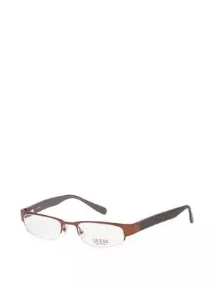 Guess Logo-print Rectangle-frame Glasses - Brown