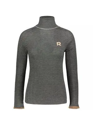 Rochas Logo Embroidered Fine-knit Striped Top