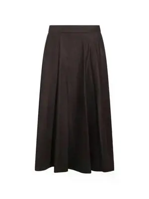 Max Mara Pleated A-line Midi Skirt - Brown