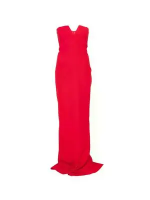THE NEW ARRIVALS ILKYAZ OZEL Ecliptica Strapless V-neck Maxi Dress - Red