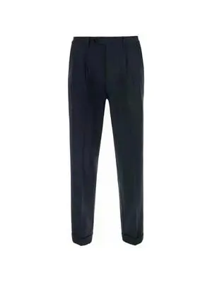 MICHAEL COAL Pleated Turn-up Trousers - Blue