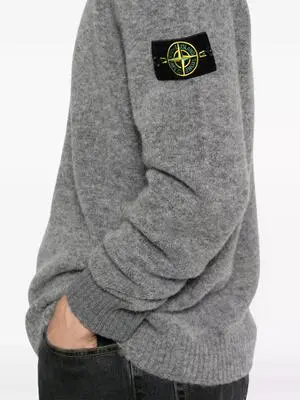 Stone Island Logo Patch Knit Sweater - Grey