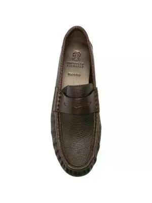 Brunello Cucinelli Reptile-effect Leather Loafers
