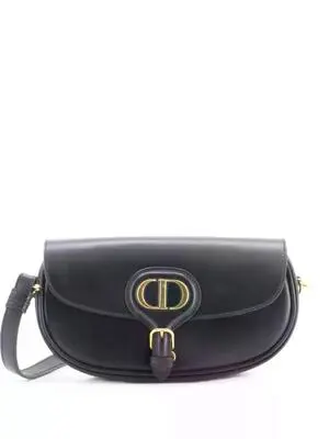 Dior Bobby Flap Bag Leather East West Crossbody Bag - Black