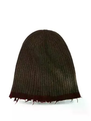 UMA WANG Ribbed-knit Frayed Beanie Hat