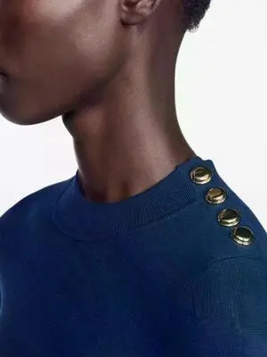 Sandro Button-detail Pleated Knitted Dress