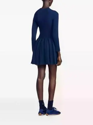 Sandro Button-detail Pleated Knitted Dress - Blue