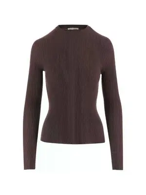 OLIVER LATTUGHI Ribbed-knit Crew-neck Sweater - Brown