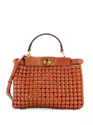 Fendi Peekaboo Braided Leather Mini Shoulder Bag