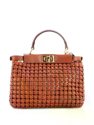Fendi Peekaboo Braided Leather Mini Shoulder Bag