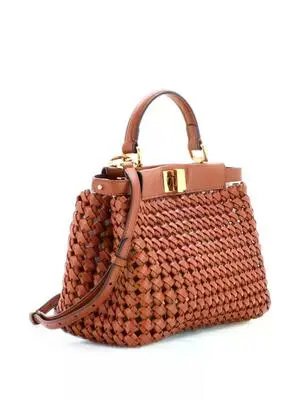 Fendi Peekaboo Braided Leather Mini Shoulder Bag