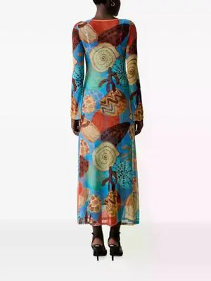 NEVER FULLY DRESSED Abstract-print Long-sleeved Maxi Dress