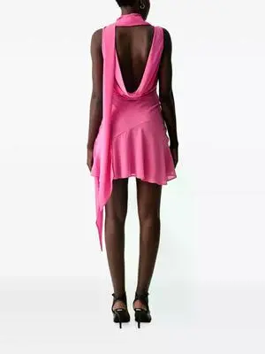NEVER FULLY DRESSED Cowl-neck Scarf-detail Mini Dress