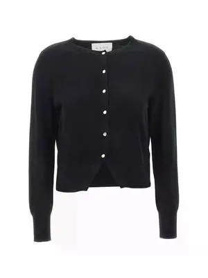 KAOS Slit-hem Button-up Cardigan - Black
