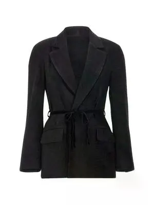 KAOS Belted Suede-effect Blazer - Black