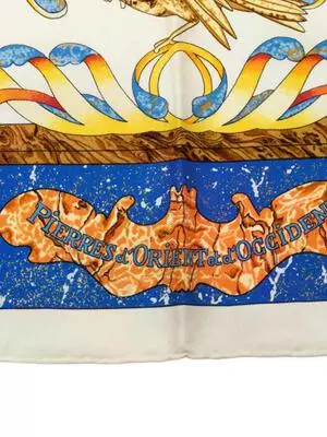 Hermès 1980-2000 Pierres D Orient Et D Occident Silk Scarf 90 Scarves - White