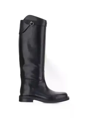 POEVE Strap-detail Leather Boots - Black