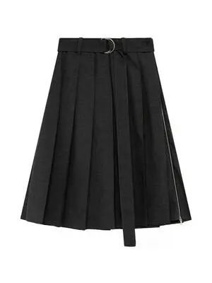 MSGM Belted Pleated Midi Skirt