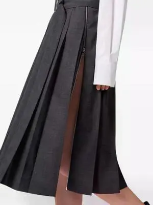 MSGM Belted Pleated Midi Skirt