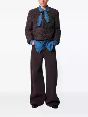 MSGM Bouclé-texture Leather-trim Jacket