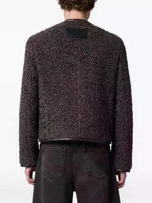 MSGM Bouclé-texture Leather-trim Jacket