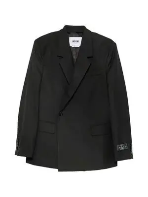 MSGM Logo-patch Double-breasted Blazer - Black